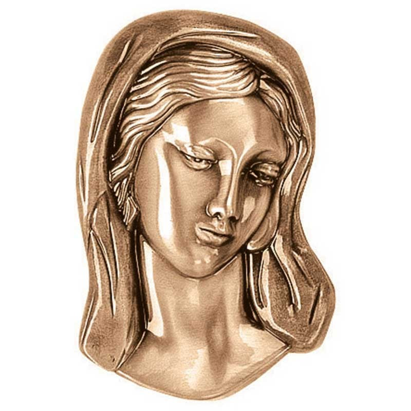 Decorazione in bronzo per lapidi - Madonna 21x13cm - Applicazione a pa
